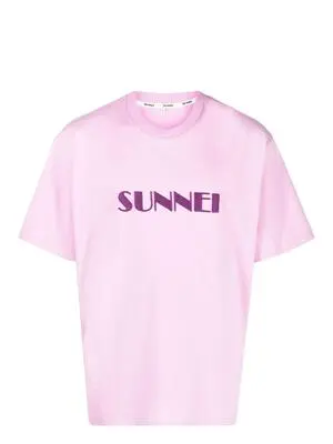 Sunnei Embroidered-logo Cotton T-shirt - Pink