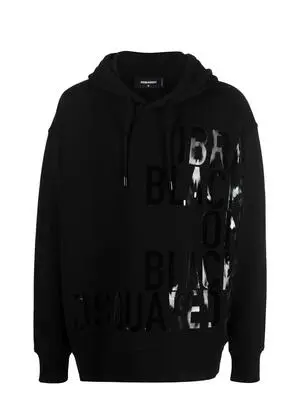Dsquared2 Tonal Slogan-print Hoodie - Black