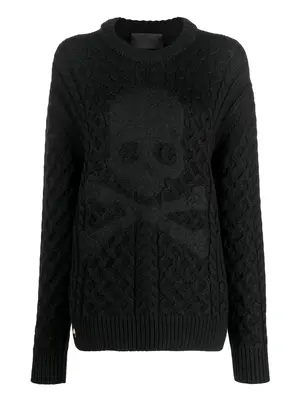 Philipp Plein Embossed Skull Wool Jumper - Black