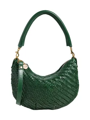 Clare V. Petit Moyen Messenger Evergreen Woven Zig Zag