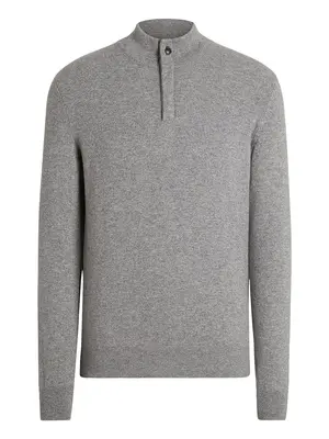 Zegna ZEGNA Cashmere Quarter-Zip Pullover Light Grey Solid