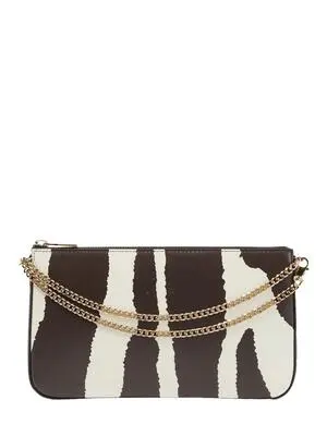 CHRISTIAN LOUBOUTIN Loubila Zebra-print Clutch - White