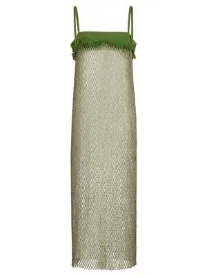 Christopher Esber Denim Bust Crystal Net Midi Dress - Green