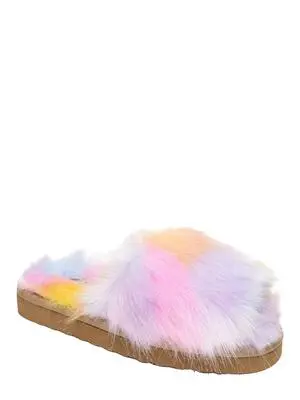 Minnetonka Lyla Faux Fur Slide Slipper - Pink Unicorn