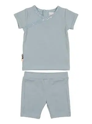 MANIÈRE Cotton Blend T-shirt & Shorts Set - Powder Blue