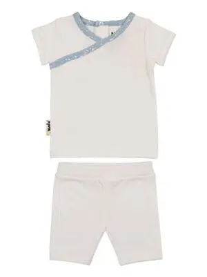 MANIÈRE Cotton Blend T-shirt & Shorts Set - White/powder Blue