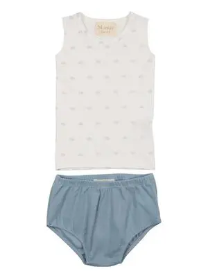MANIÈRE Cotton Tank Top & Bloomers Set - Blue