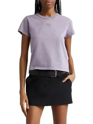 Alexander Wang Shrunken Cotton Logo Tee - Acid Pink Lavender