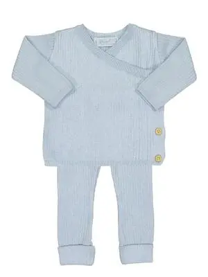 FELTMAN BROTHERS Knit Wrap Sweater & Pants Set - Powder Blue