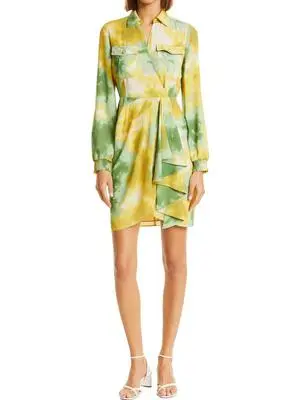 TOCCIN Tie-dye Wrap Shirtdress - Leaf Tie Dye