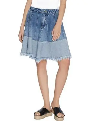 WASH LAB DENIM Two-tone Skirt - Prep Blue Light