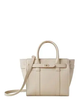 Mulberry Mulberry Mini Zipped Bayswater Leather Tote Chalk