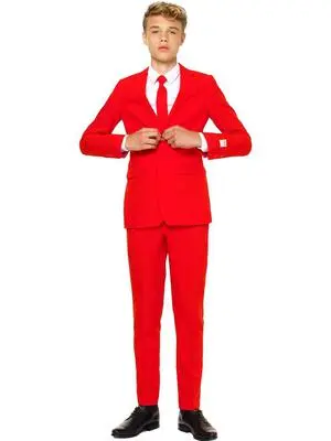 Opposuits Devil Two-piece Suit With Tie - Red