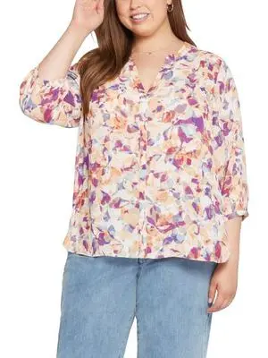NYDJ NYDJ Semisheer Pintuck Blouse Fallen Leaf