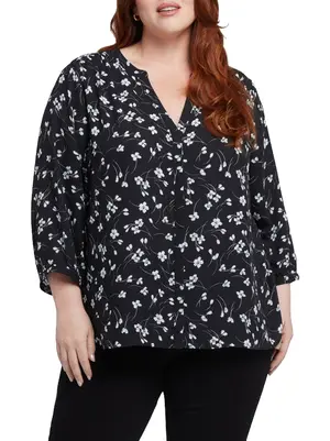 NYDJ NYDJ Semisheer Pintuck Blouse Primrose Path