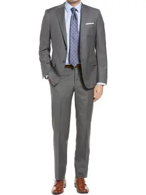 HERITAGE GOLD Infinity Sharkskin Classic Fit Wool Suit Grey