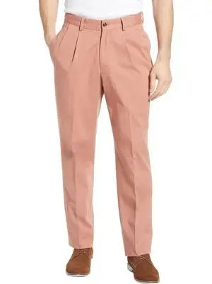 Berle Charleston Khakis Pleated Chino Pants - Charleston Brick