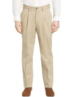 Berle Charleston Khakis Pleated Chino Pants - Khaki