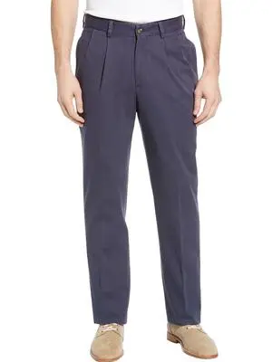 Berle Charleston Khakis Pleated Chino Pants - Navy