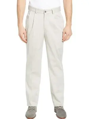 Berle Charleston Khakis Pleated Chino Pants Stone