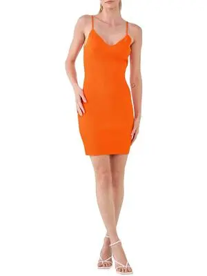 Endless Rose Sweetheart Neck Rib Minidress - Orange