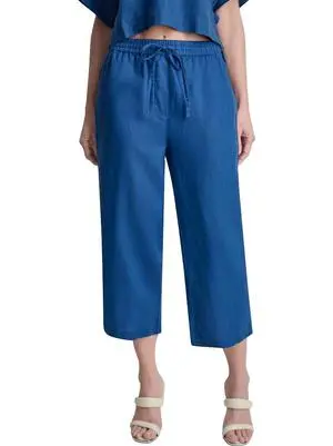 Dkny DKNY Drawstring Crop Linen Pants Admiral