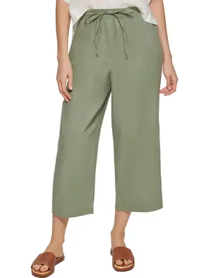 Dkny DKNY Drawstring Crop Linen Pants Aloe Vera