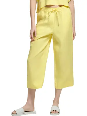 Dkny DKNY Drawstring Crop Linen Pants Goldfinch