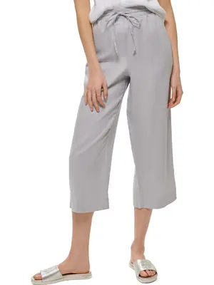 Dkny DKNY Drawstring Crop Linen Pants Ice Grey