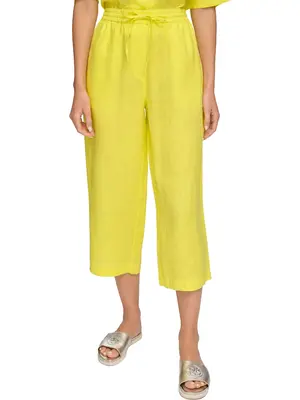 Dkny DKNY Drawstring Crop Linen Pants Limonata