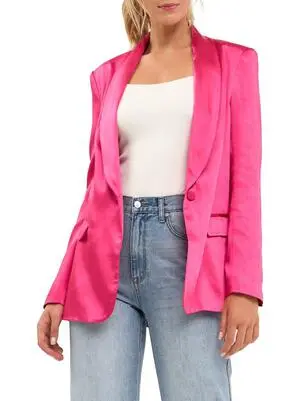 Endless Rose Satin Blazer - Fuchsia