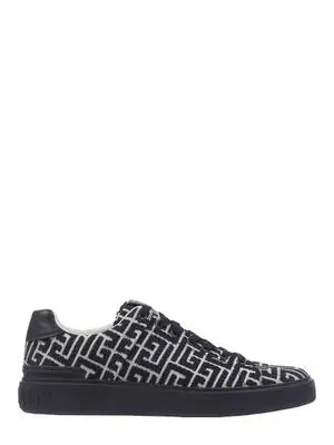 Balmain B-court Monogram Low-top Sneakers - Edk Noir/ivoire