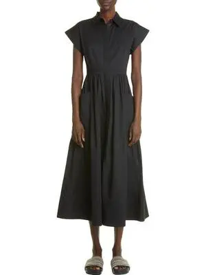 Co Cap-sleeve Cotton Poplin Midi Dress - 001 Black