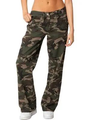 EDIKTED Aya Camo Print Cargo Pants - Mix