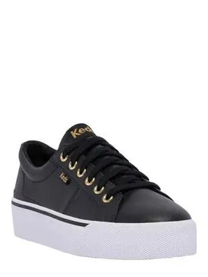 Keds® Jump Kick Duo Leather Lace-up Sneakers - Black