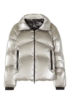 Moncler Avoriaz Quilted Metallic Down Jacket - Silver