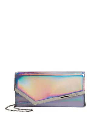 JIMMY CHOO Jimmy Choo Emmie Glitter Leather Clutch Glowlight