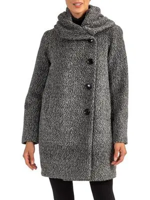 Sofia Cashmere Wool & Alpaca Blend Bouclé Coat - 007blkwh