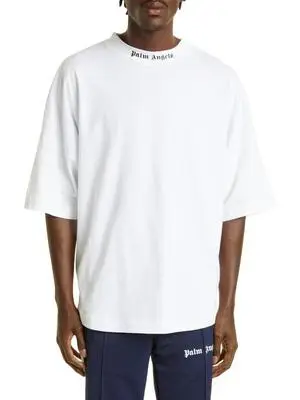 Palm Angels Classic Logo Oversize Cotton Tee - White Black