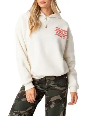 EDIKTED Everything's Ok Fleece Hoodie - Cream