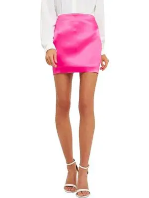 GREY LAB Satin Miniskirt - Fuchsia