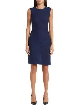 St. John Slub Float Knit Sleeveless Dress - Navy