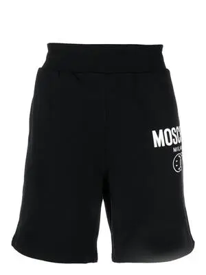 Moschino Logo-print Organic-cotton Shorts - Black