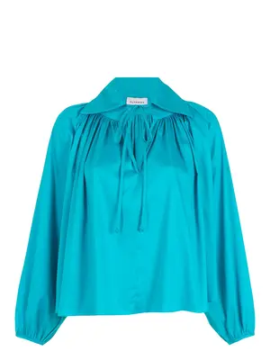 OLYMPIAH Gathered Detail Blouse - Blue