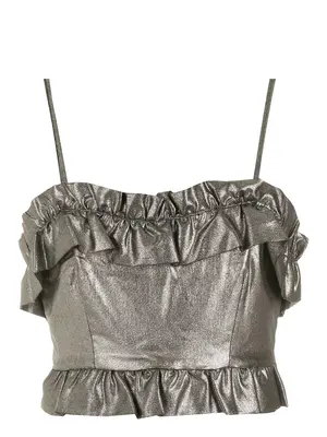 OLYMPIAH Ruffle-trim Foil Top - Metallic
