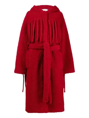 Stella McCartney Fringed Belted Teddy Coat - Red