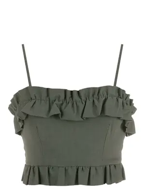 OLYMPIAH Ruffle-trim Top - Green