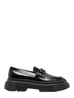 Hogan Logo Buckle Platform Loafers - Black