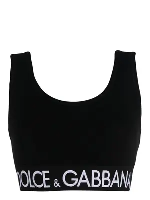 Dolce & Gabbana Logo-band Cropped Tank Top - Black