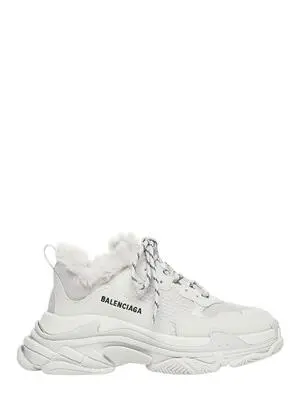 Balenciaga Triple S Faux-fur Sneakers - Grey